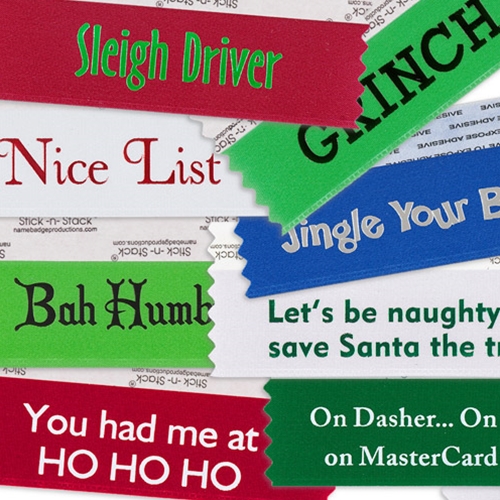 4" Stick-n-Stack Holiday Ribbons - Name Badge Productions